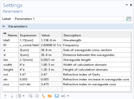 Global Definitions - Parameters