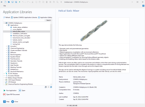 COMSOL 6.3 - Running Applications in COMSOL Multiphysics