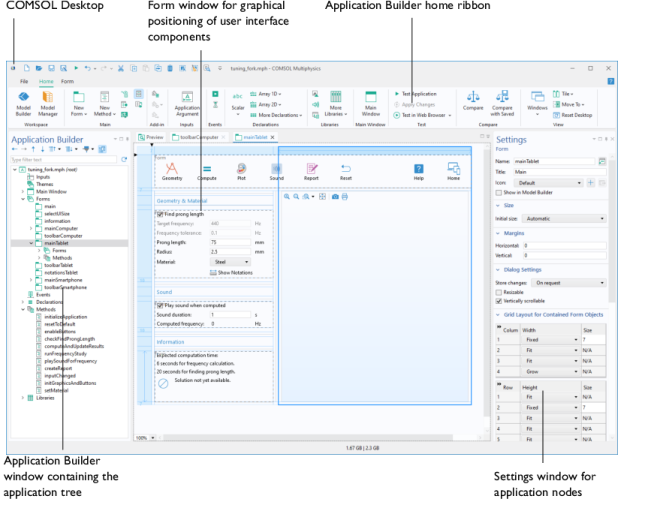COMSOL 6.3 - Starting the Application Builder