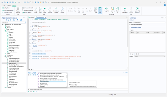COMSOL 6.3 - The Java Shell and Data Viewer Windows