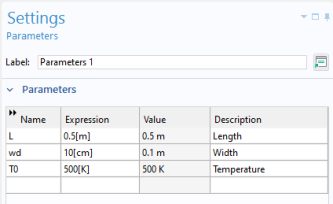 COMSOL 6.3 - Parameters and Variables