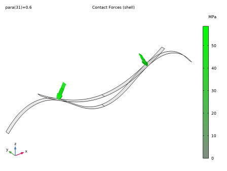 COMSOL 6.3 - Instability of Two Contacting Arches