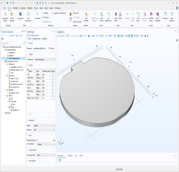 COMSOL 6.4 - PCB to Material Data